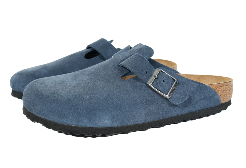 Men's Birkenstock Boston LEVE Clogs Regular Fit Suede in New Navy ...